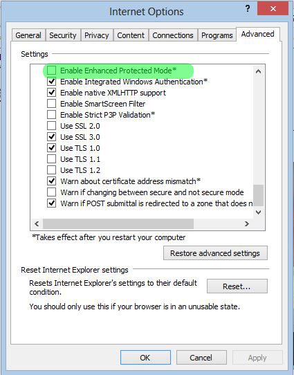 Image Surfer Pro Disable enhanced protected Mode (EPM)